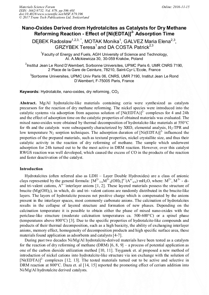 Nanooxides Derived from Hydrotalcites as Catalysts for Dry Methane ...