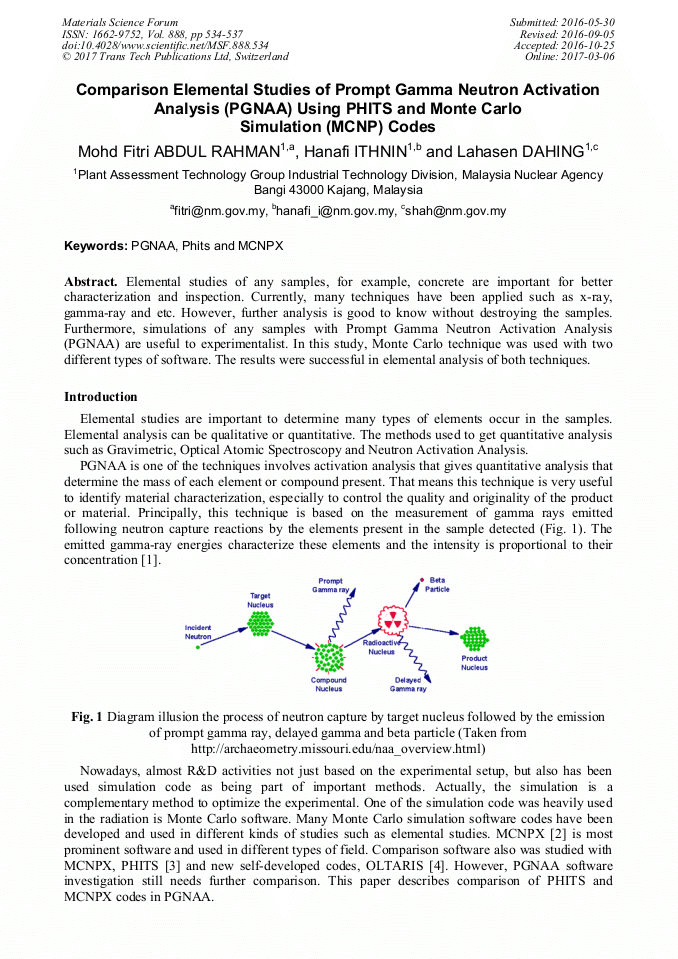 Comparison Elemental Studies of Prompt Gamma Neutron Activation ...