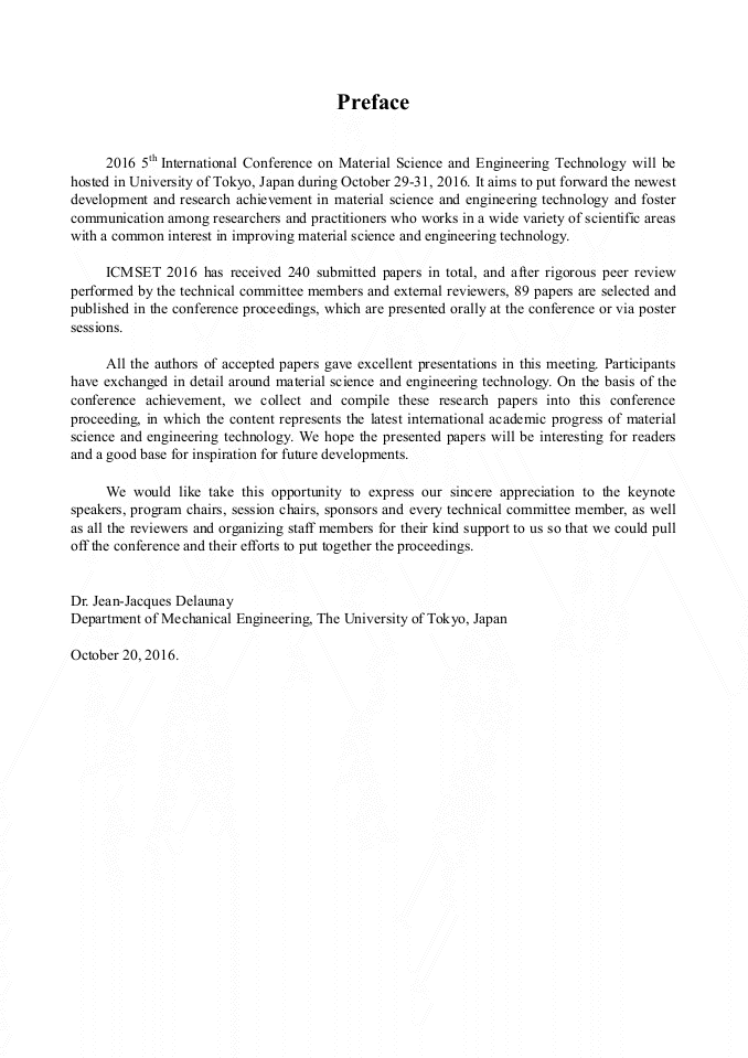 Preface, Committee | Material Science and Engineering Technology V ...