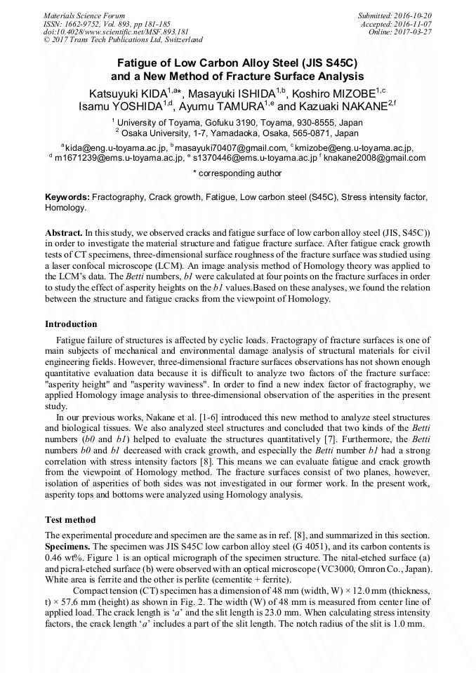Fatigue of Low Carbon Alloy Steel (JIS S45C) and a New Method of ...
