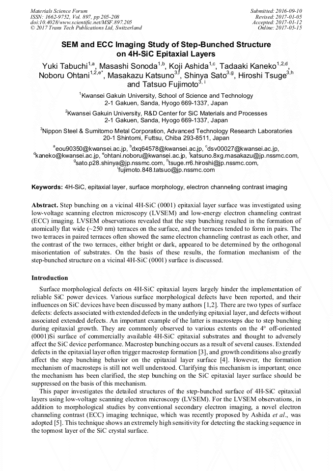 SEM and ECC Imaging Study of Step-Bunched Structure on 4H-SiC Epitaxial ...