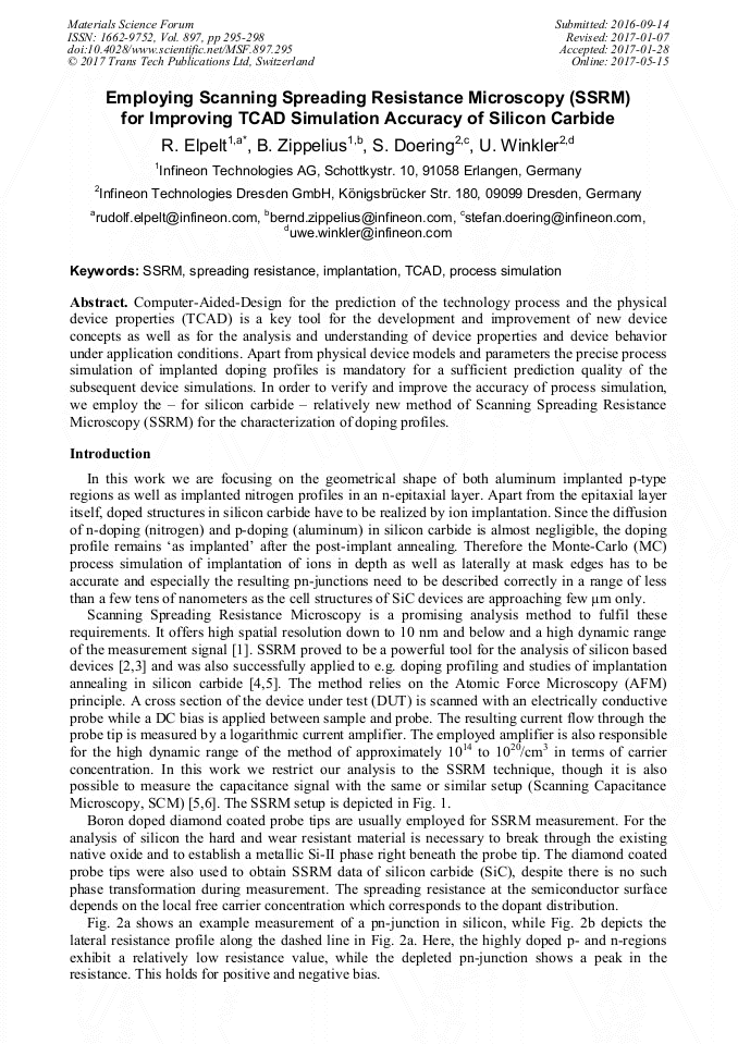 Employing Scanning Spreading Resistance Microscopy (SSRM) for Improving ...