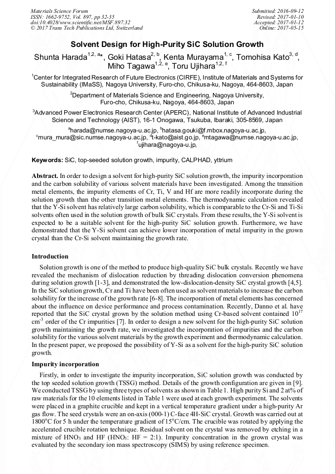 Solvent Design for High-Purity SiC Solution Growth | Scientific.Net