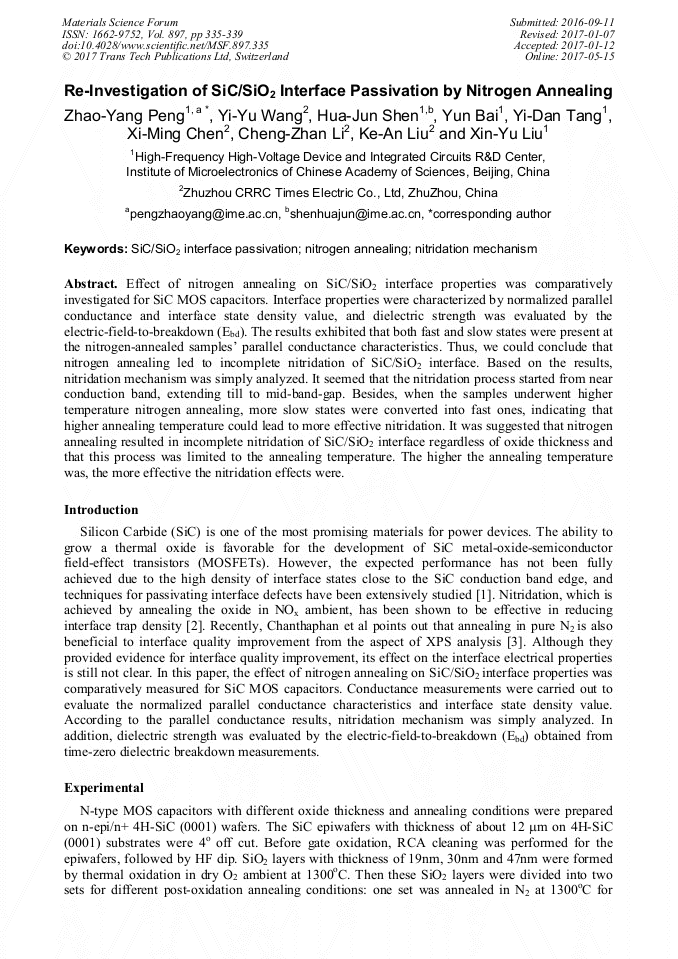 Re-Investigation of SiC/SiO2 Interface Passivation by Nitrogen ...