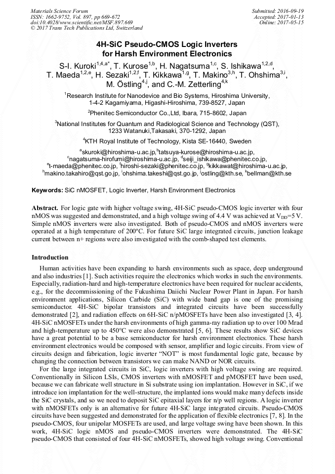 4H-SiC Pseudo-CMOS Logic Inverters for Harsh Environment Electronics ...