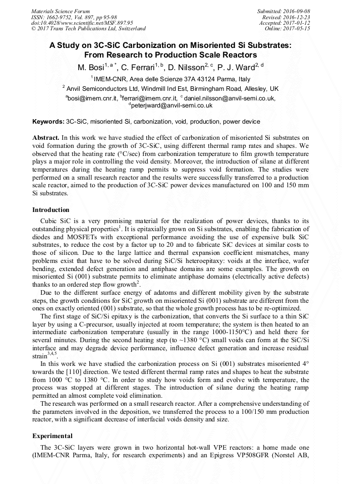 A Study on 3C-SiC Carbonization on Misoriented Si Substrates: From ...
