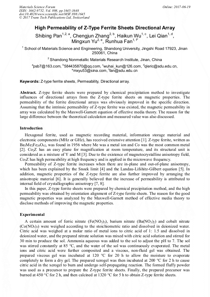 High Permeability of Z-Type Ferrite Sheets Directional Array ...