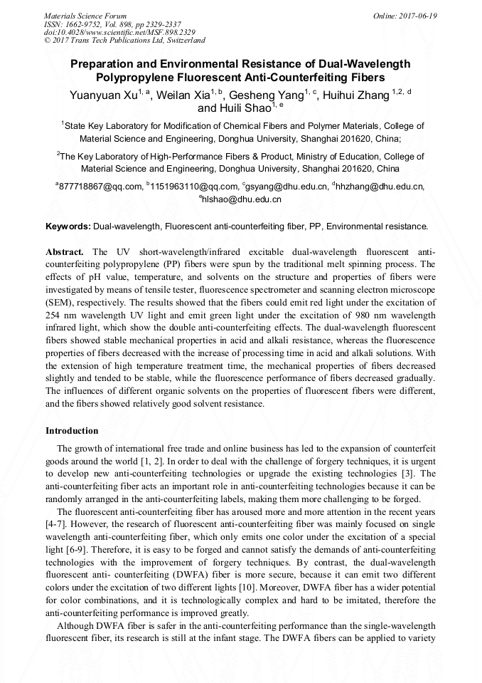 Preparation and Environmental Resistance of Dual-Wavelength ...