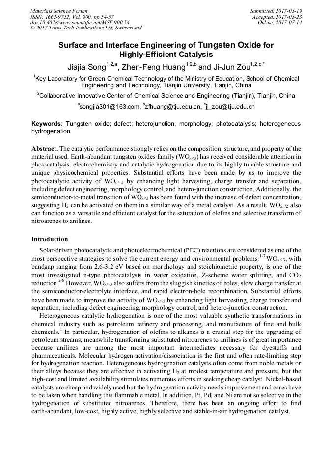 Surface and Interface Engineering of Tungsten Oxide for Highly ...