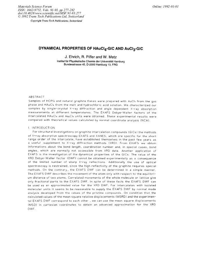 Dynamical Properties of HAuCl4-GIC and AuCl3-GIC | Scientific.Net