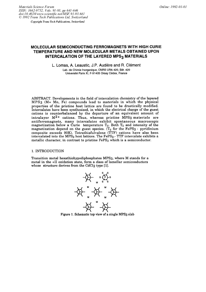 Molecular Semiconducting Ferromagnets with High Curie Temperature and ...