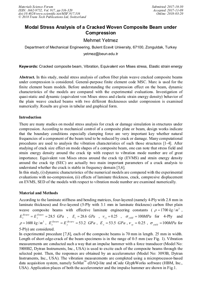 Modal Stress Analysis of a Cracked Woven Composite Beam under ...