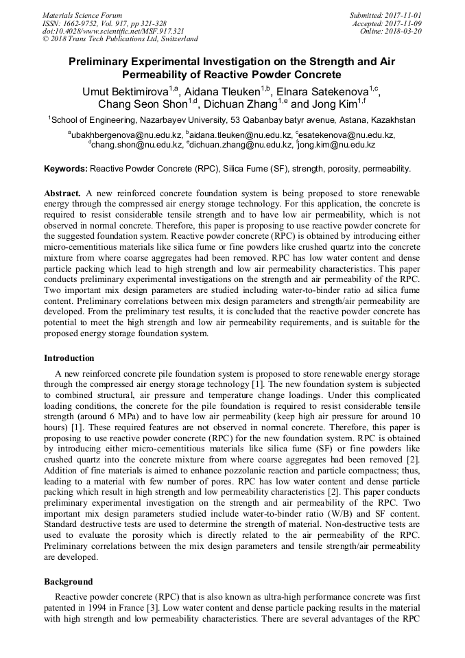 Preliminary Experimental Investigation on the Strength and Air ...