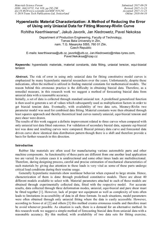 Hyperelastic Material Characterization: A Method of Reducing the Error ...