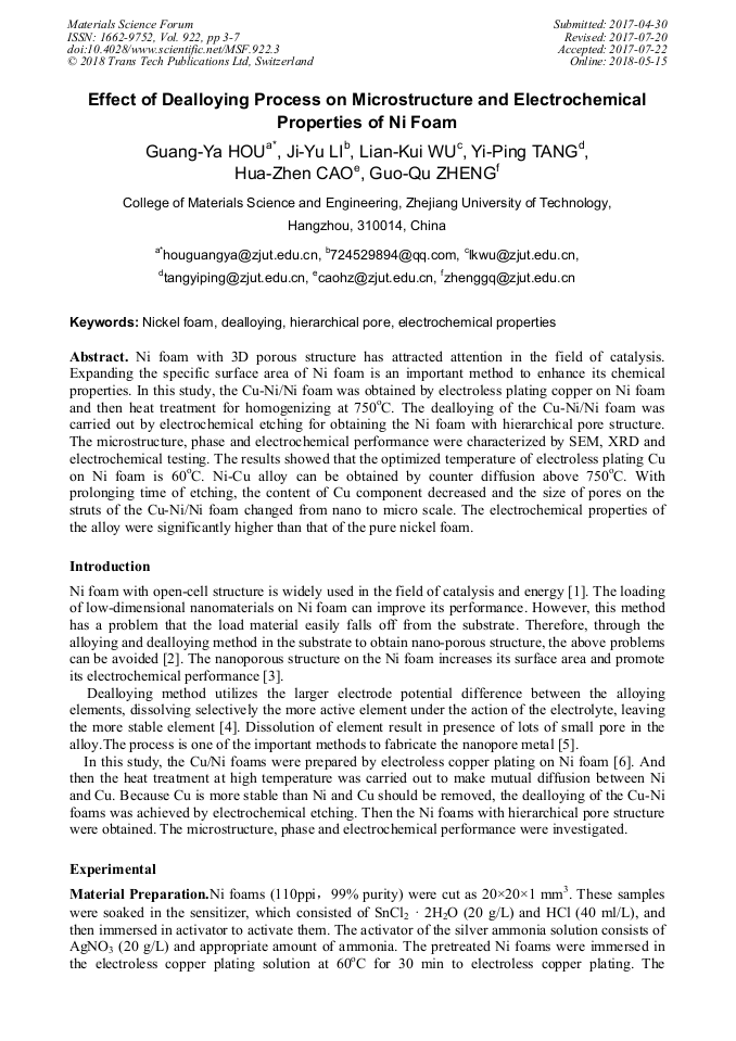 Effect of Dealloying Process on Microstructure and Electrochemical ...