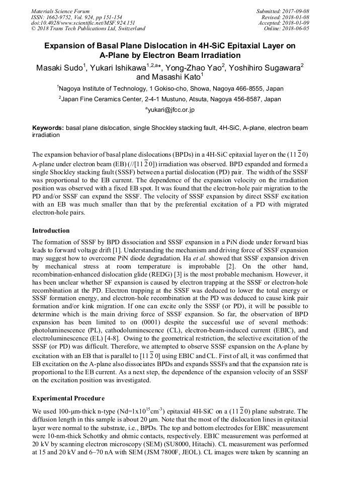 Expansion of Basal Plane Dislocation in 4H-SiC Epitaxial Layer on A ...