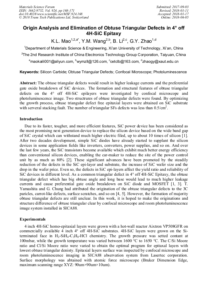 Origin Analysis and Elimination of Obtuse Triangular Defects in 4° Off ...