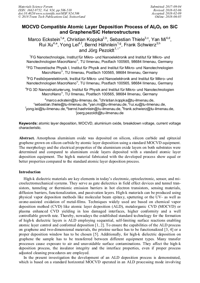 MOCVD Compatible Atomic Layer Deposition Process of Al2O3 on SiC and ...