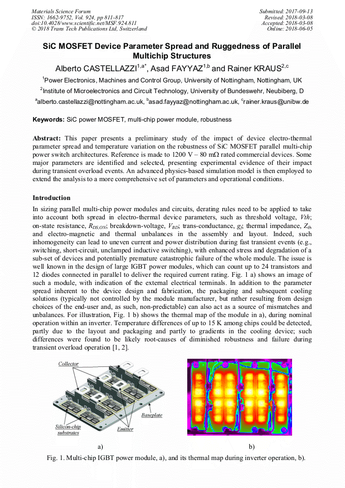 SiC MOSFET Device Parameter Spread and Ruggedness of Parallel Multichip ...