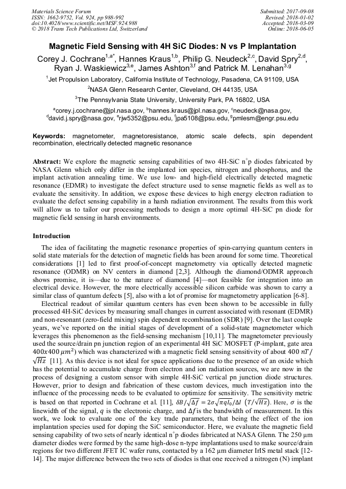 Magnetic Field Sensing with 4H SiC Diodes: N vs P Implantation ...