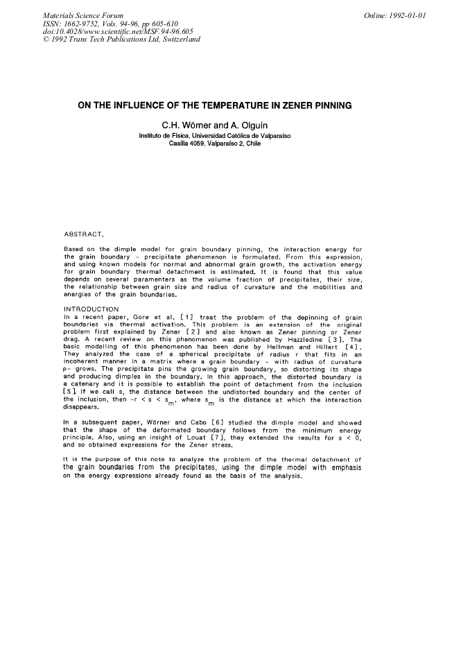 On the Influence of the Temperature in Zener Pinning | Scientific.Net