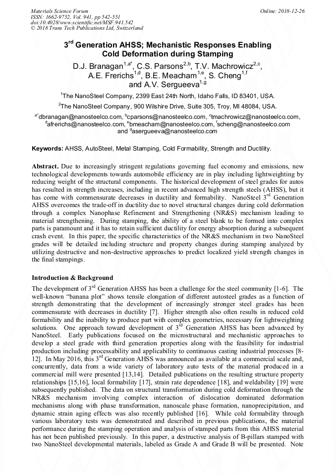 3rd Generation AHSS : Mechanistic Responses Enabling Cold Deformation ...