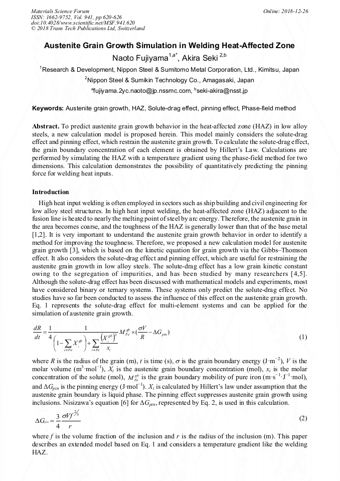 Austenite Grain Growth Simulation in Welding Heat-Affected Zone | Scientific.Net