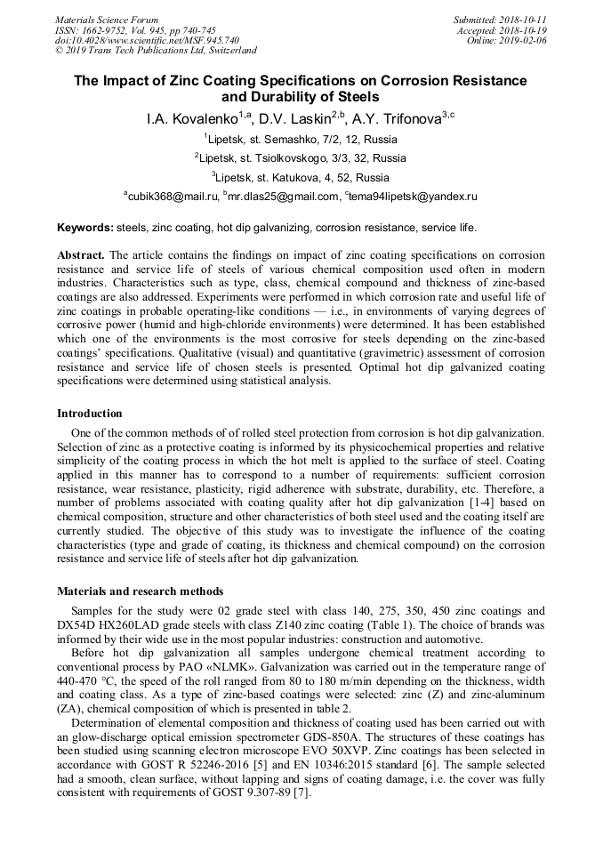 The Impact of Zinc Coating Specifications on Corrosion Resistance аnd ...