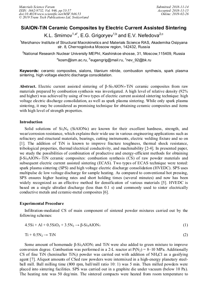 SiAlON-TiN Ceramic Composites by Electric Current Assisted Sintering ...