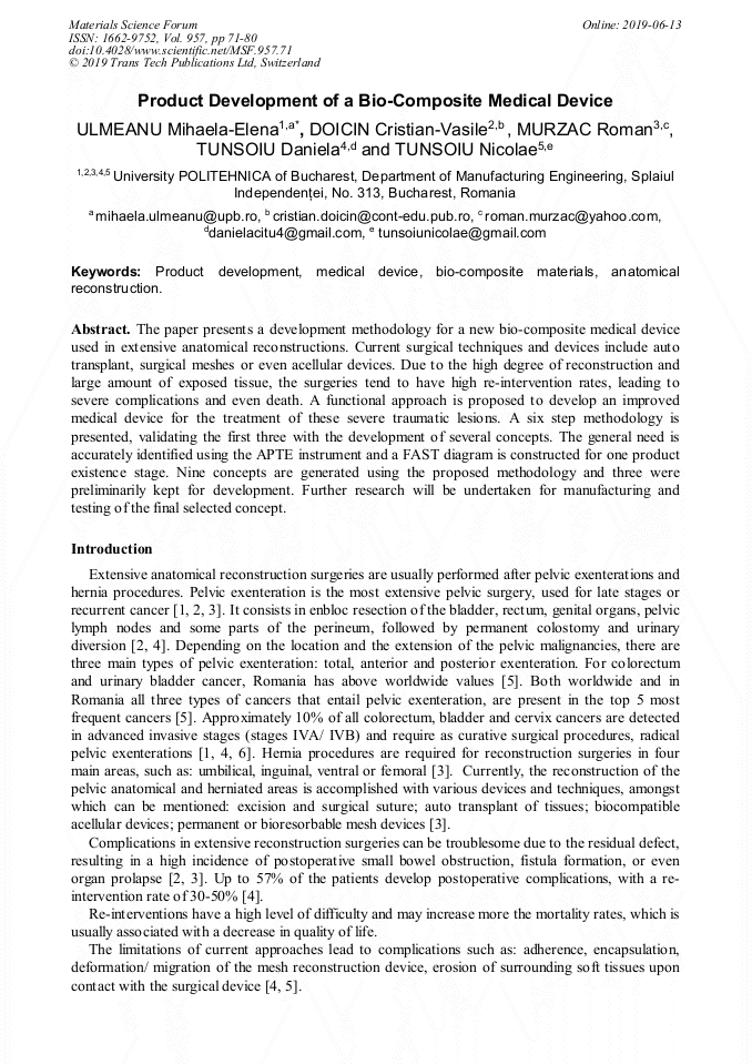 Product Development of a Bio-Composite Medical Device | Scientific.Net