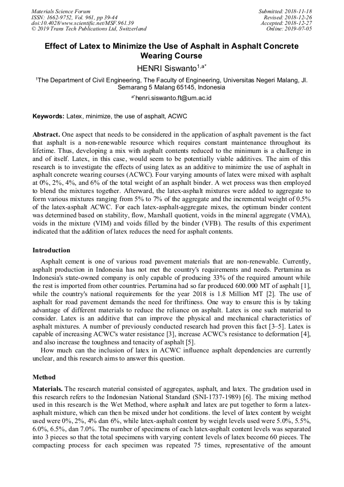 Effect of Latex to Minimize the Use of Asphalt in Asphalt Concrete ...