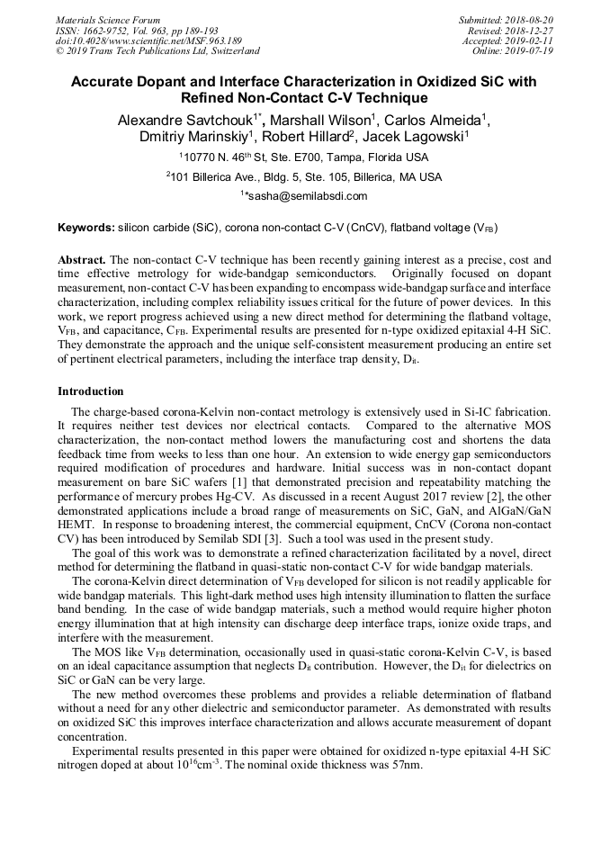 Accurate Dopant and Interface Characterization in Oxidized SiC with ...