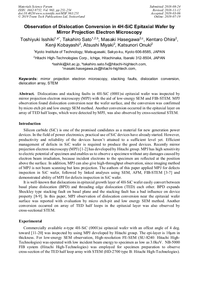 Observation of Dislocation Conversion in 4H-SiC Epitaxial Wafer by ...