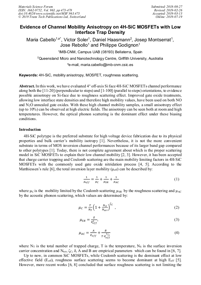 Evidence of Channel Mobility Anisotropy on 4H-SiC MOSFETs with Low ...