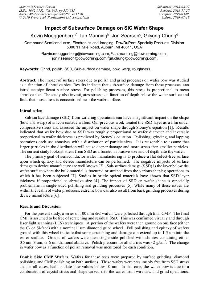 Impact of Subsurface Damage on SiC Wafer Shape | Scientific.Net