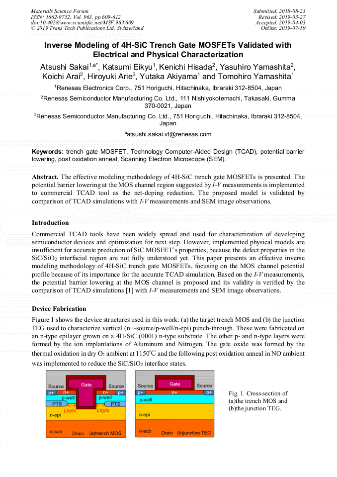 Inverse Modeling of 4H-SiC Trench Gate MOSFETs Validated with Electrical and Physical ...
