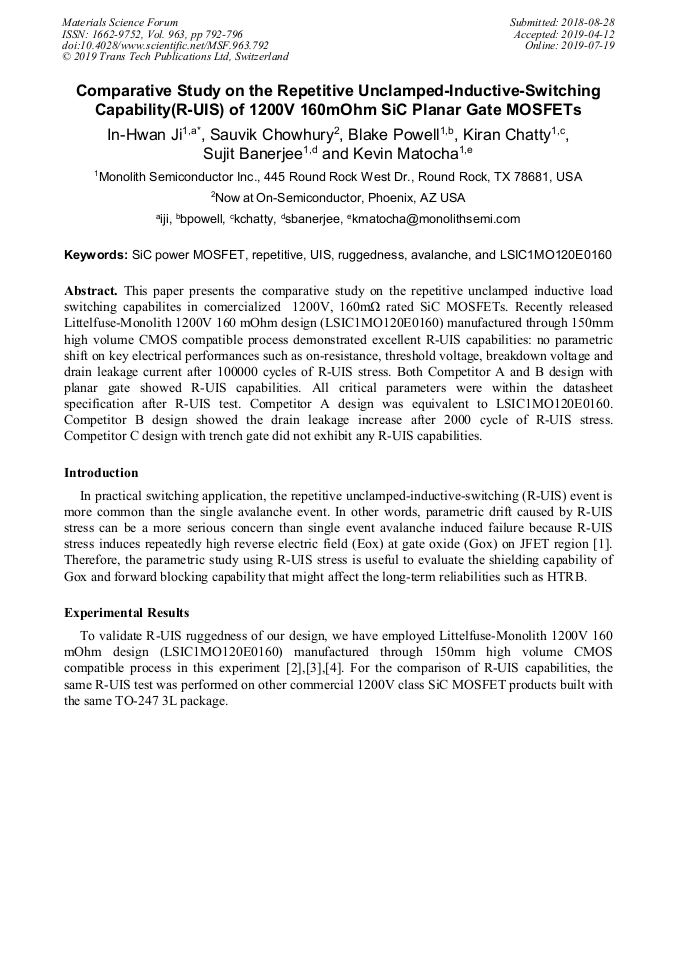 Comparative Study on the Repetitive Unclamped-Inductive-Switching ...