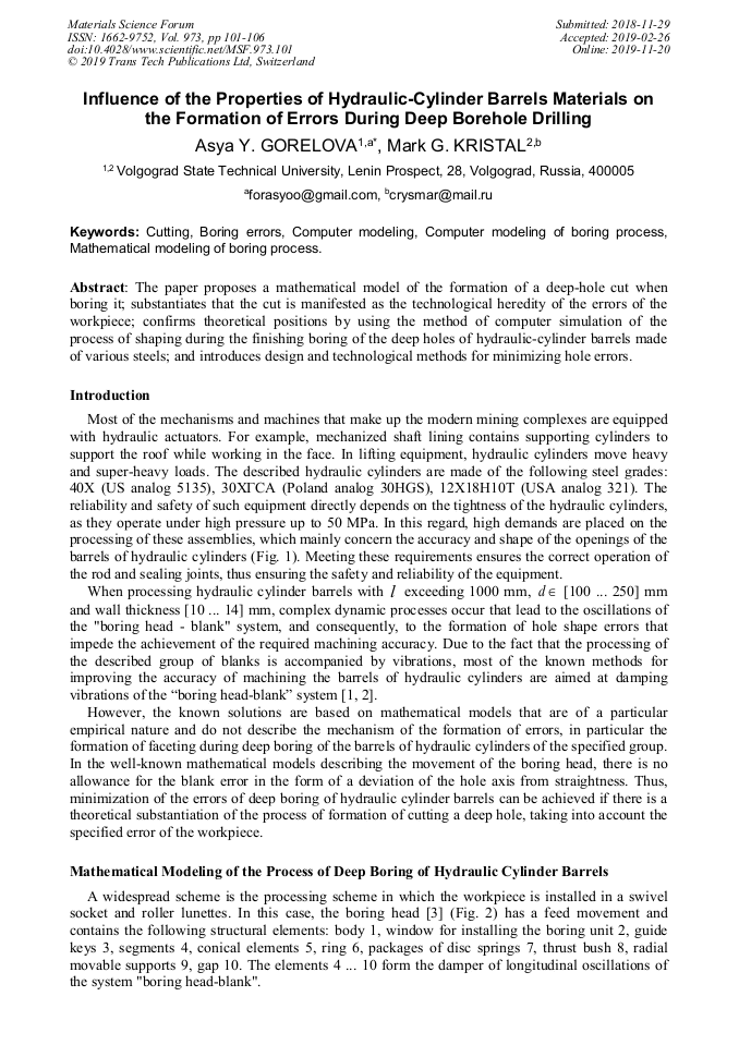 Influence of the Properties of Hydraulic-Cylinder Barrels Materials on ...