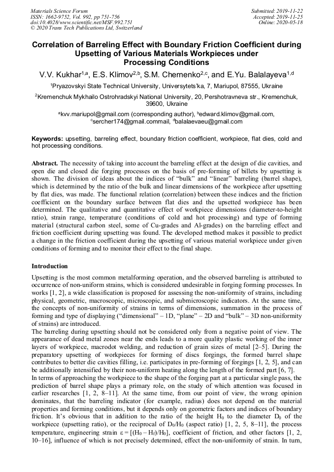 Correlation of Barreling Effect with Boundary Friction Coefficient ...
