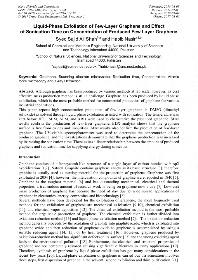 Liquid-Phase Exfoliation of Few-Layer Graphene and Effect of Sonication ...