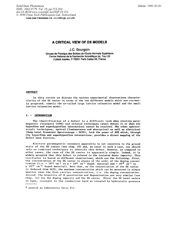 A Critical View of DX Models | Scientific.Net