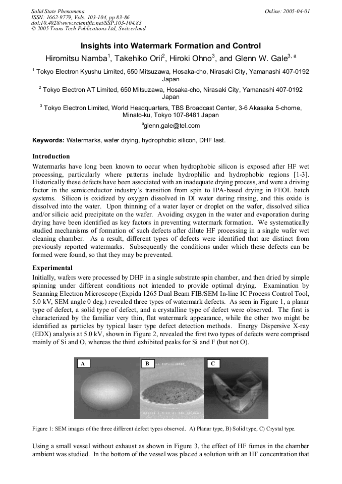 Insights into Watermark Formation and Control