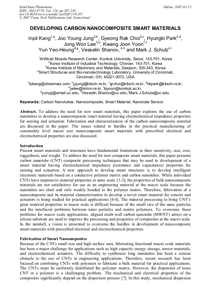 Developing Carbon Nanocomposite Smart Materials | Scientific.Net
