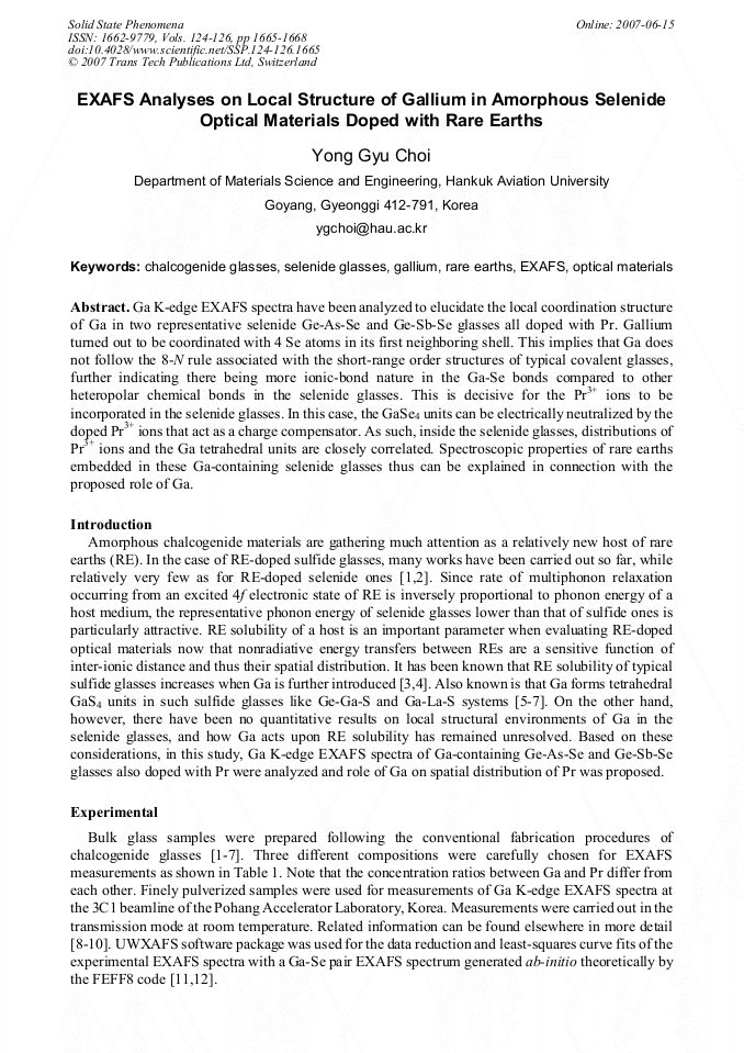 EXAFS Analyses on Local Structure of Gallium in Amorphous Selenide ...