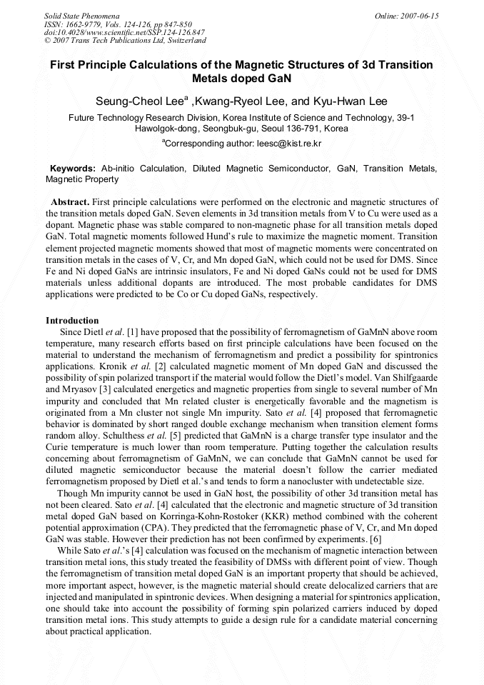 First Principle Calculations of the Magnetic Structures of 3d ...