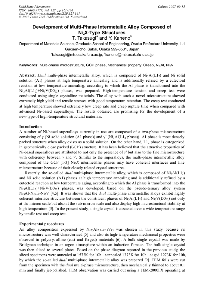 Development of Multi-Phase Intermetallic Alloy Composed of Ni3X-Type ...