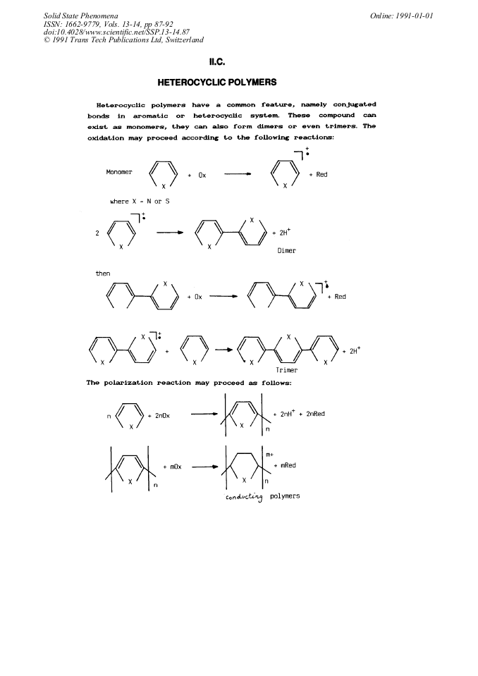 Electronically Conducting Polymers: Heterocyclic Polymers | Scientific.Net