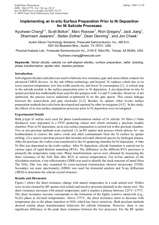 Implementing an In Situ Surface Preparation Prior to Ni Deposition for ...