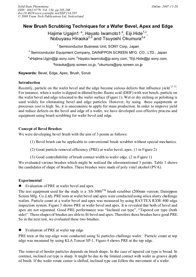 New Brush Scrubbing Techniques for a Wafer Bevel, Apex and Edge ...