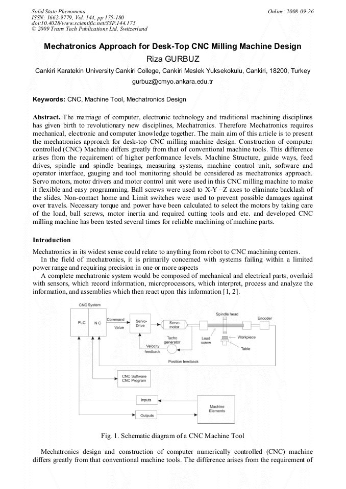 Mechatronics Approach for Desk-Top CNC Milling Machine Design ...